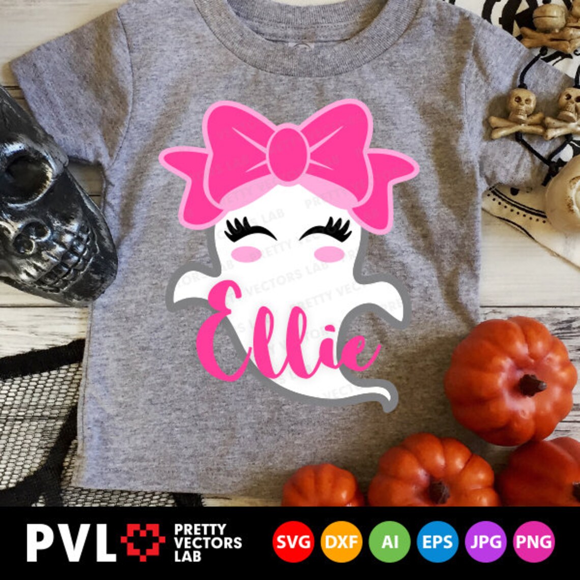 Girl Ghost Svg Halloween Cut Files Ghost With Bow Svg Girls | Etsy