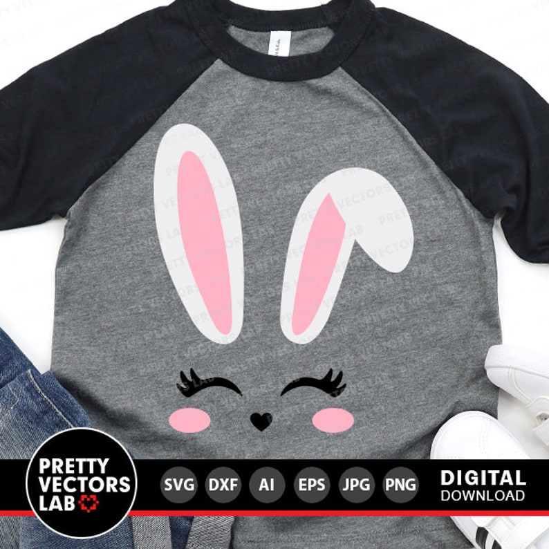 Bunny Svg, Easter Svg, Easter Bunny Cut Files, Cute Bunny Face Svg Dxf ...