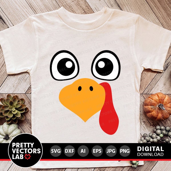 Cara de pavo SVG, pavo niño SVG, Acción de Gracias SVG, DXF, EPS, PNG ...