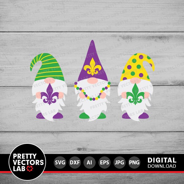 Mardi Gras Gnomes Svg Mardi Gras Cut Files Gnome Beads Svg - Etsy