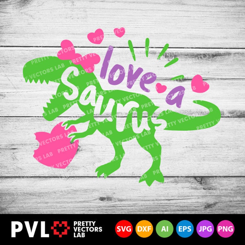 Valentine Dinosaur Svg Girl Valentines Day Svg Love a - Etsy