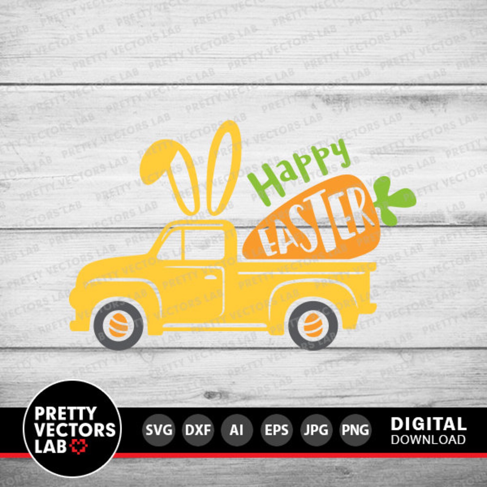 Happy Easter Svg, Easter Truck Svg, Easter Cut Files, Vintage Truck ...