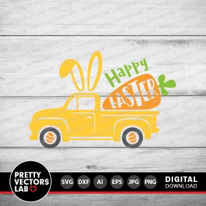 Happy Easter Svg, Easter Truck Svg, Easter Cut Files, Vintage Truck ...