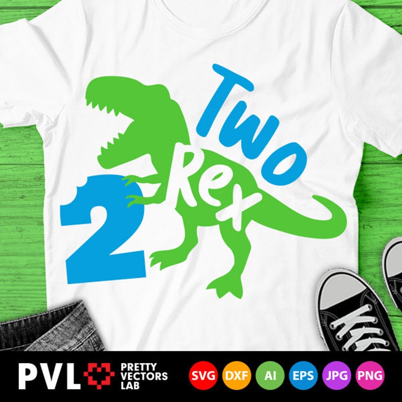 Two Rex Svg 2nd Birthday Svg Dinosaur Birthday Svg Dxf Eps | Etsy