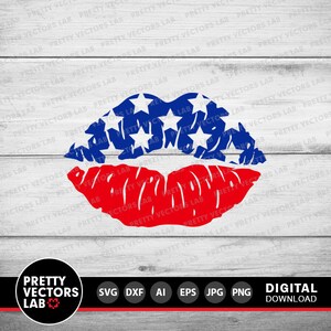 Patriotic Lips Svg 4th of July Cut Files American Flag Lips - Etsy