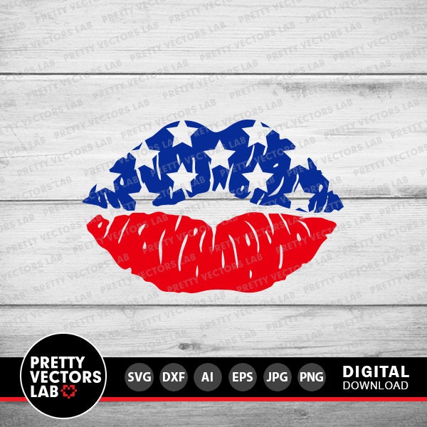 Patriotic Lips Svg, 4th of July Cut Files, American Flag Lips Svg, USA ...