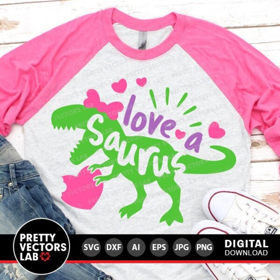 Valentine Dinosaur Svg, Girl Valentines Day Svg, Love a Saurus Svg, T ...