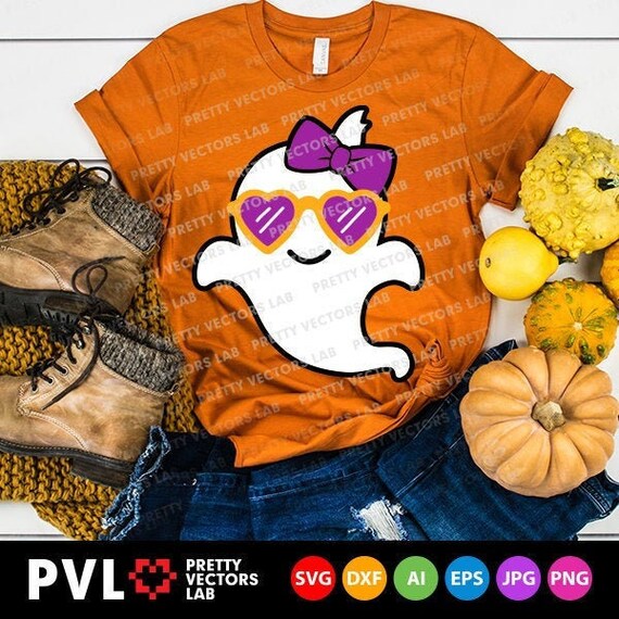 Girl Ghost Svg Halloween Svg Cute Ghost With Sunglasses Svg | Etsy