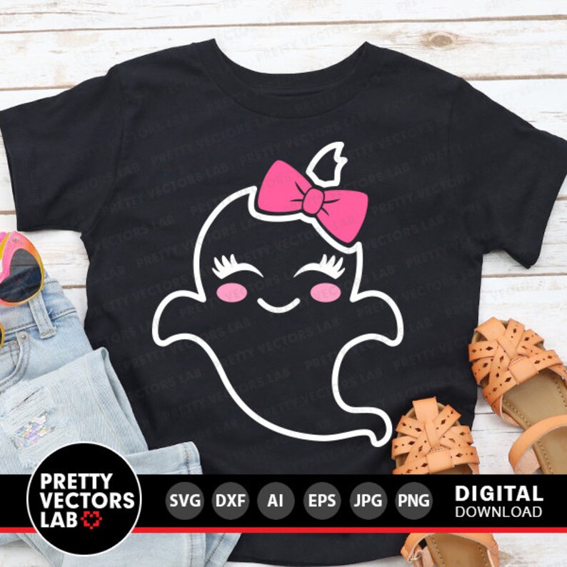 Halloween Svg Girl Ghost Svg Cute Ghost With Bow Svg Dxf Eps - Etsy