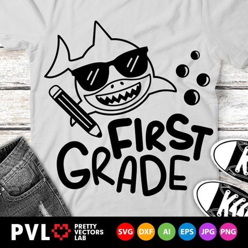 First Grade Shark Svg Back to School Svg 1st Grade Svg Dxf | Etsy