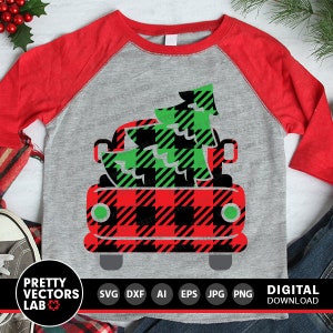 Buffalo Plaid Christmas Truck Svg Vintage Truck With Tree - Etsy