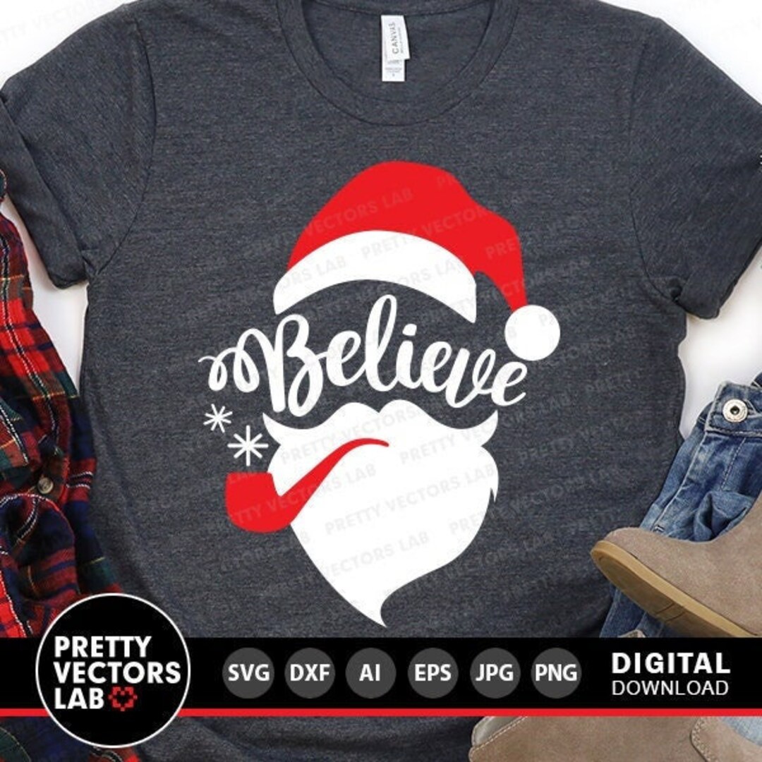 Christmas Svg, Believe Svg, Santa Face Svg Dxf Eps Png, Christmas ...