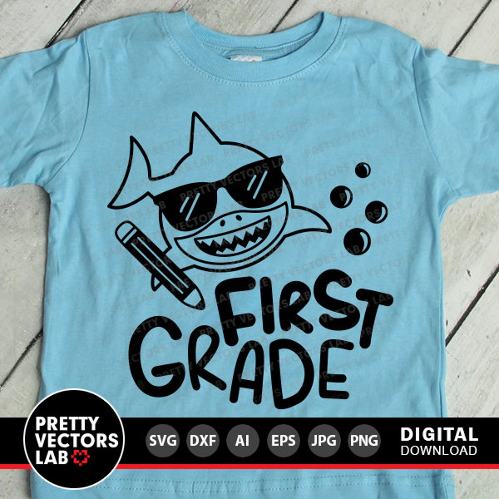 First Grade Shark Svg, Back to School Svg, 1st Grade Svg, Dxf, Eps, Png ...