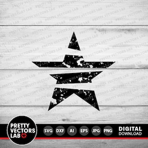Star Svg, Grunge Star Svg, Split Star Svg, Dxf, Eps, Png, Patriotic Cut ...