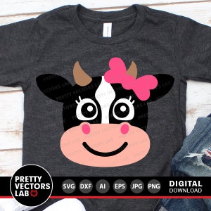 Cow Svg, Cow Face Cut Files, Kids Svg, Farm Animal Svg Dxf Eps Png ...
