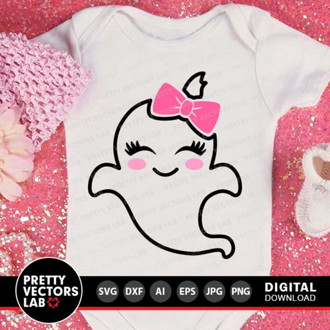 Halloween Svg, Girl Ghost Svg, Cute Ghost With Bow Svg Dxf Eps Png ...