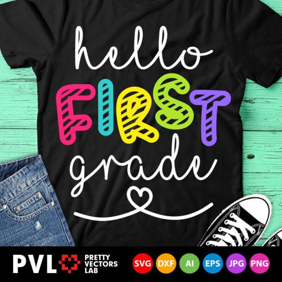 Hello First Grade Svg Back to School Svg 1st Grade Svg | Etsy