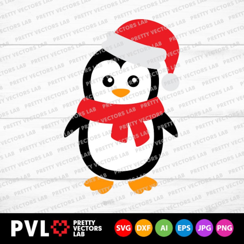 Christmas Penguin Svg Penguin With Santa Hat Svg Kids Cut | Etsy