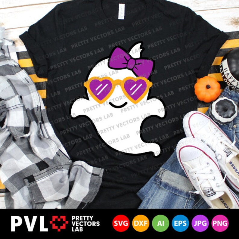 Girl Ghost Svg Halloween Svg Cute Ghost With Sunglasses Svg | Etsy