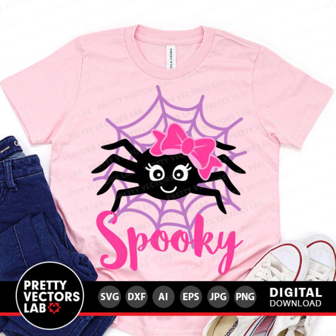 Spooky Spider Svg Halloween Svg Girl Spider With Bow Svg - Etsy