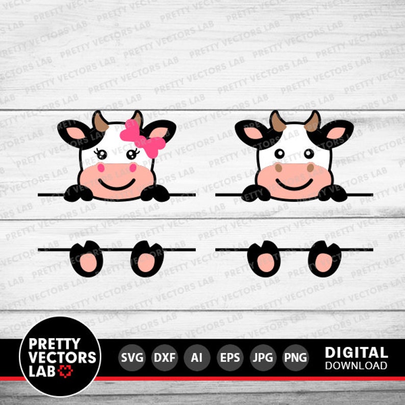 Cow Svg, Cow Split Frame Svg, Kids Svg, Dxf, Eps, Png, Cute Baby Cut ...