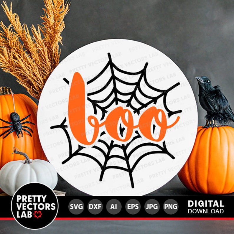 Boo Svg Halloween Cut Files Spider Web Svg Dxf Eps Png - Etsy