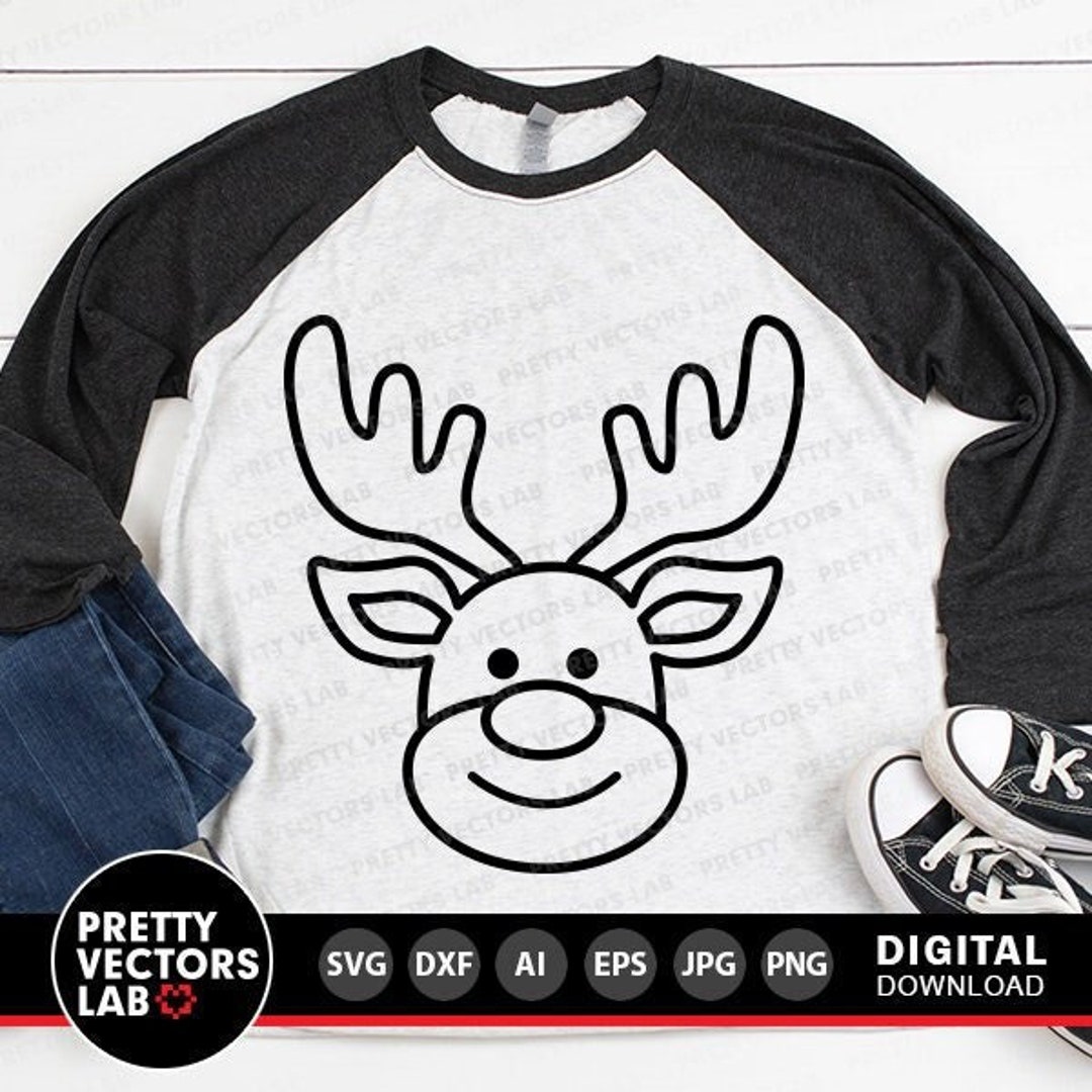 Reno svg, Navidad svg, Reno contorno svg, Ciervo divertido Svg Dxf Eps ...
