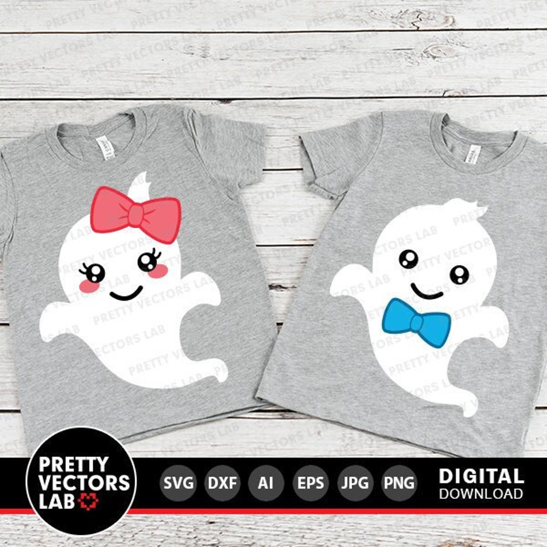 Halloween Svg, Ghosts Cut Files, Little Ghost With Bow Svg, Boy & Girl ...