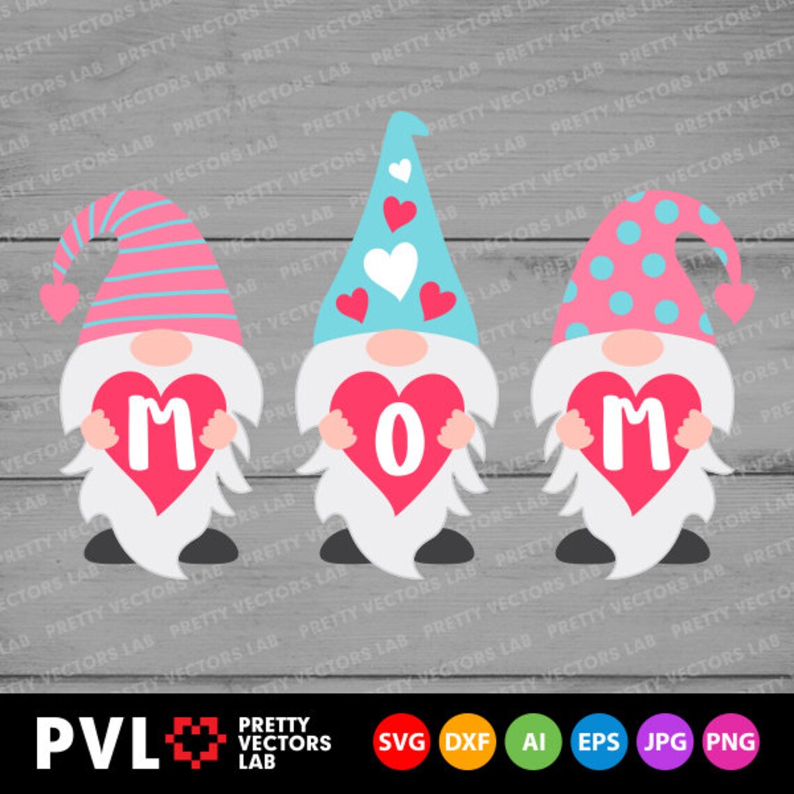 Mother's Day Gnomes Svg Gnome Holding Heart Svg Mom Svg - Etsy