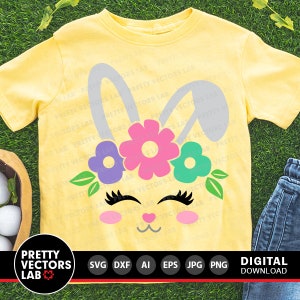 Bunny Svg, Easter Svg, Girl Bunny Face Svg, Dxf, Eps, Png, Spring Cut ...