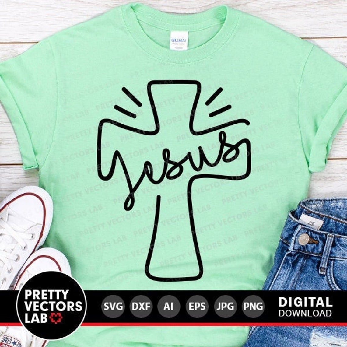 Jesus Cross Svg Cross Svg Jesus Svg Dxf Eps Png Easter Cut - Etsy