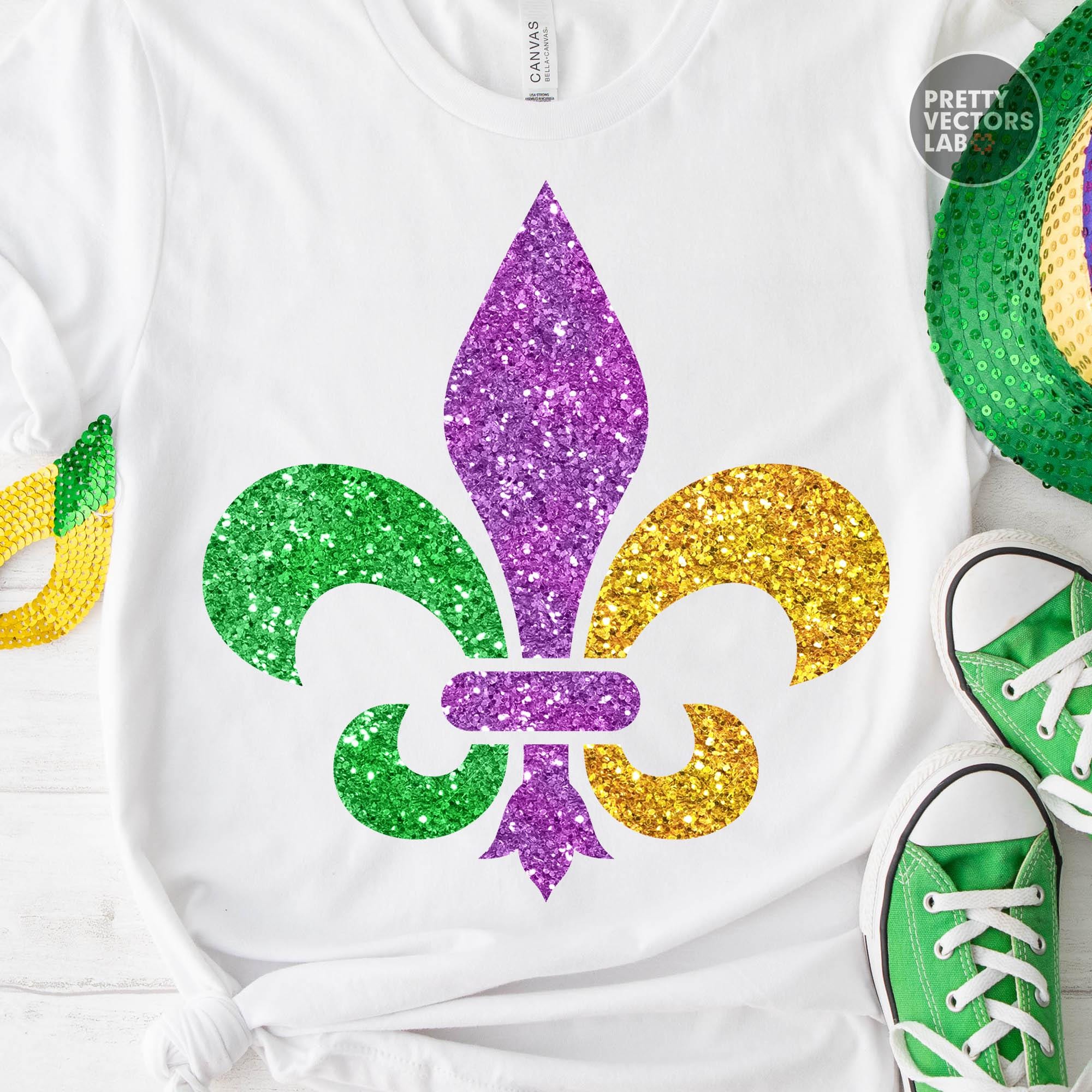 Fleur De Lis PNG SVG, Mardi Gras Svg Png, Preppy Glitter Mardi Gras ...