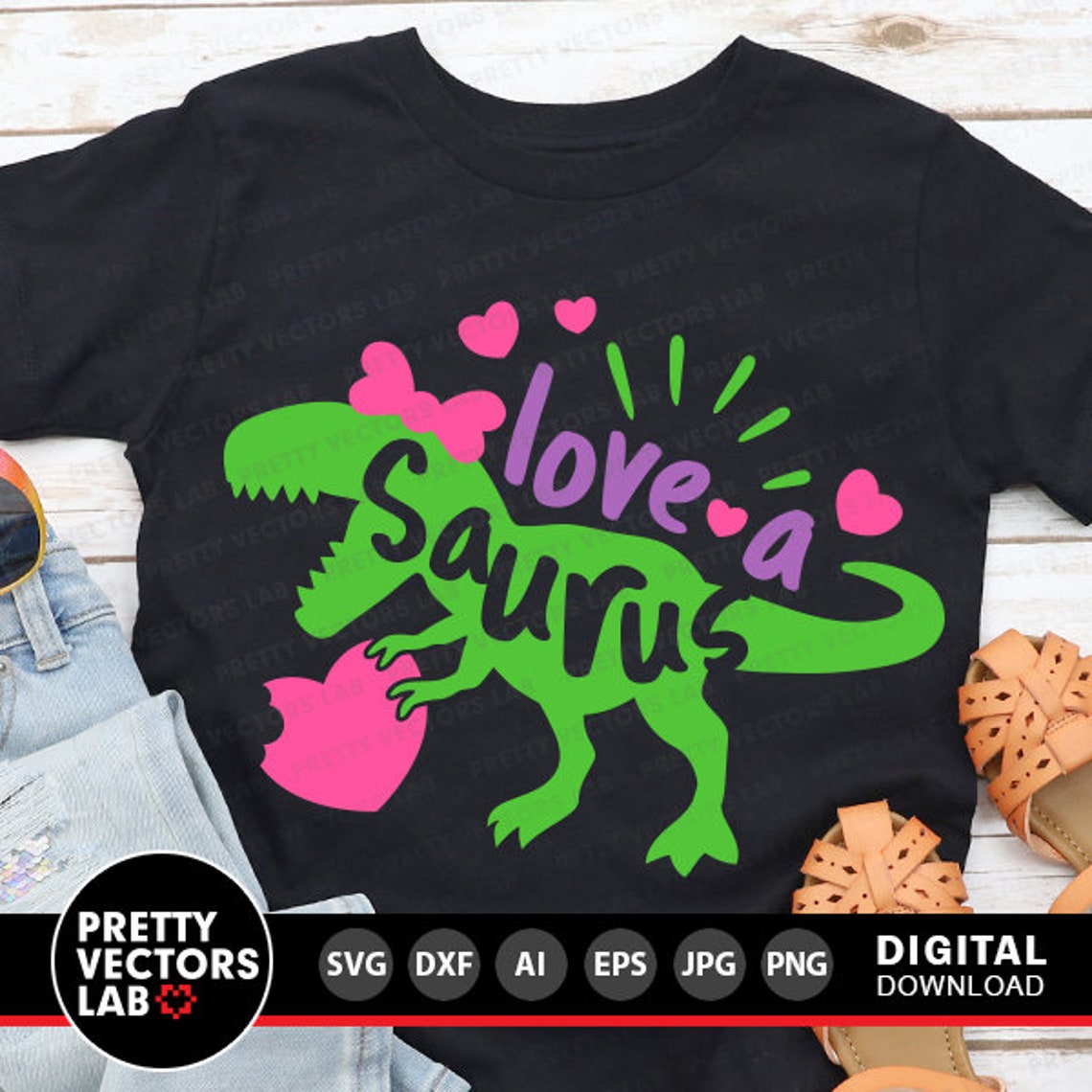 Valentine Dinosaur Svg Girl Valentines Day Svg Love a - Etsy