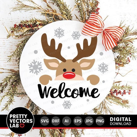 Reindeer Welcome Svg Christmas Svg Farmhouse Svg Round Sign - Etsy