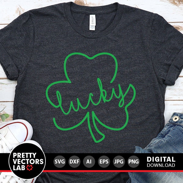 Lucky Shamrock Svg, St. Patrick's Day Cut File, Clover Svg, Dxf, Eps ...