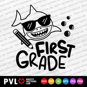 First Grade Shark Svg Back To School Svg 1st Grade Svg Dxf | Etsy