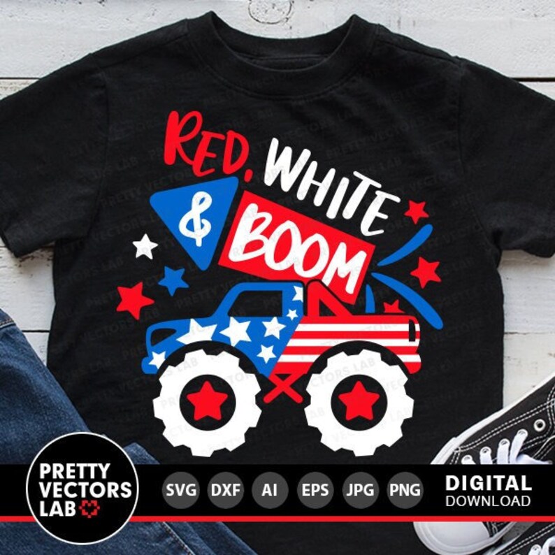4th of July Svg, Patriotic Monster Truck Svg, Kids Svg Dxf Eps Png ...