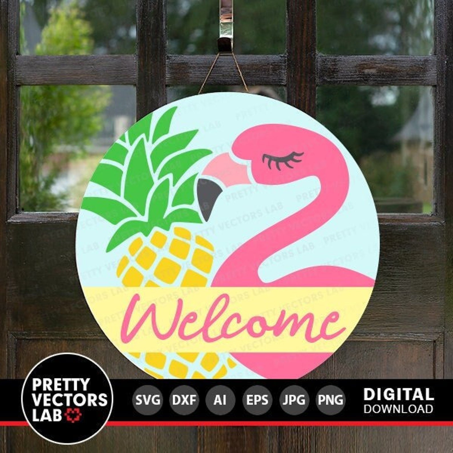Welcome Svg Summer Round Sign Cut Files Flamingo Svg - Etsy