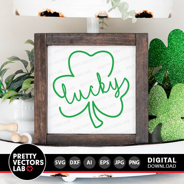 Lucky Shamrock Svg, St. Patrick's Day Cut File, Clover Svg, Dxf, Eps ...