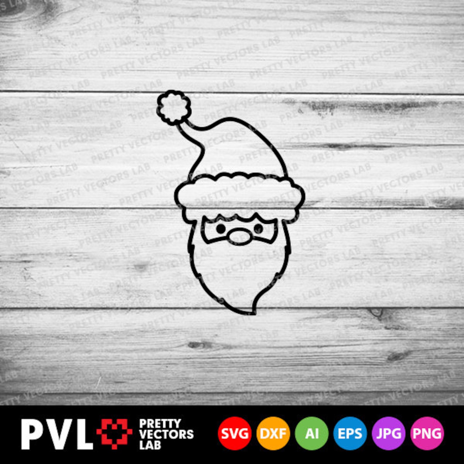 Santa Face Svg Christmas Svg Santa Outline Cut Files | Etsy