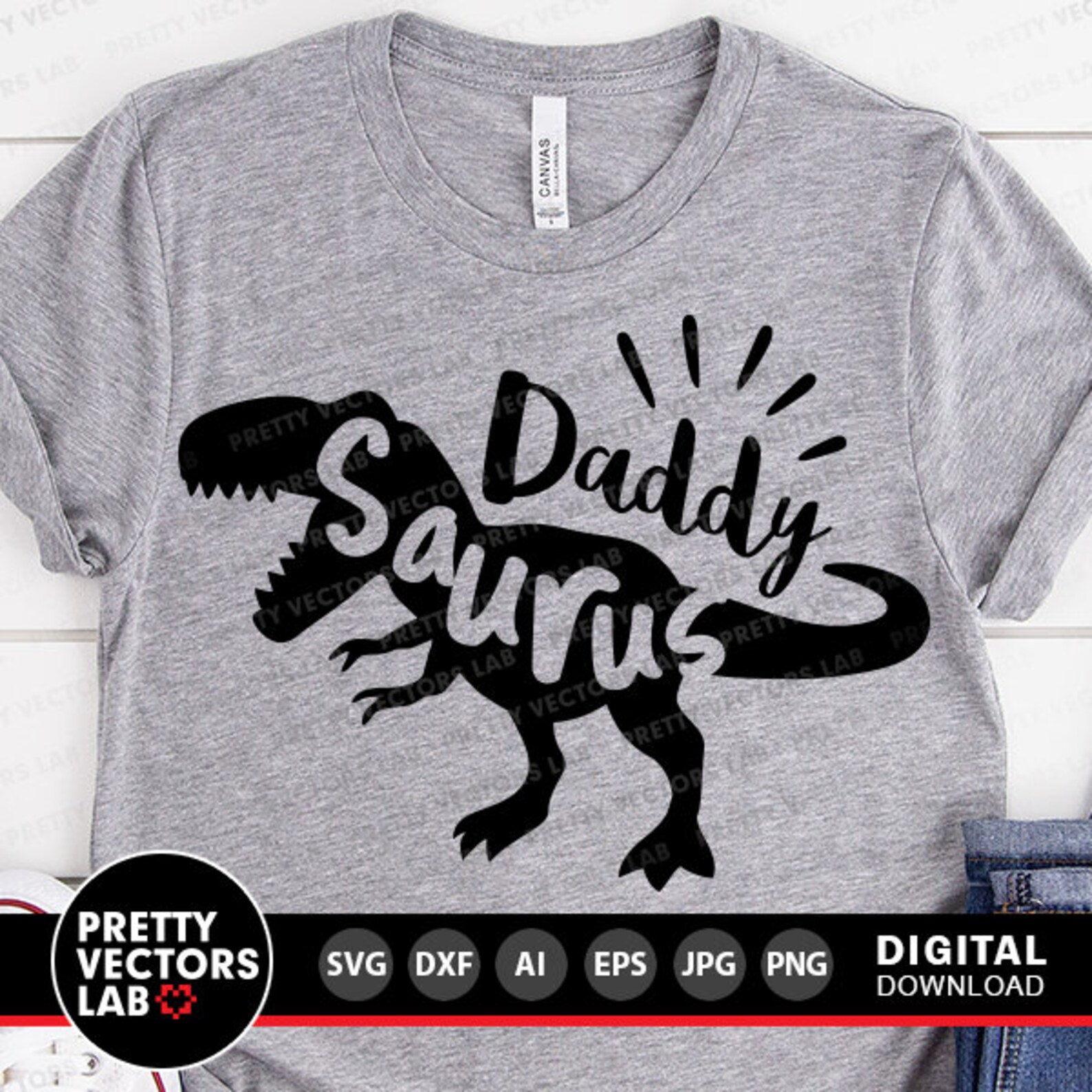 Daddy Saurus Svg, T-rex Dinosaur Cut Files, Dinosaur Dad Svg, Dxf, Eps ...