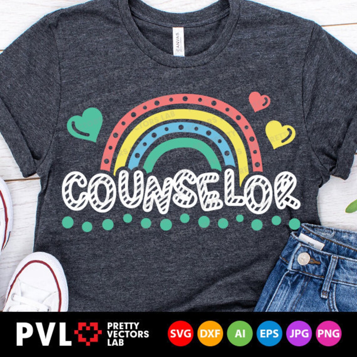 Counselor Svg Rainbow Svg Back To School Cut File School | Etsy