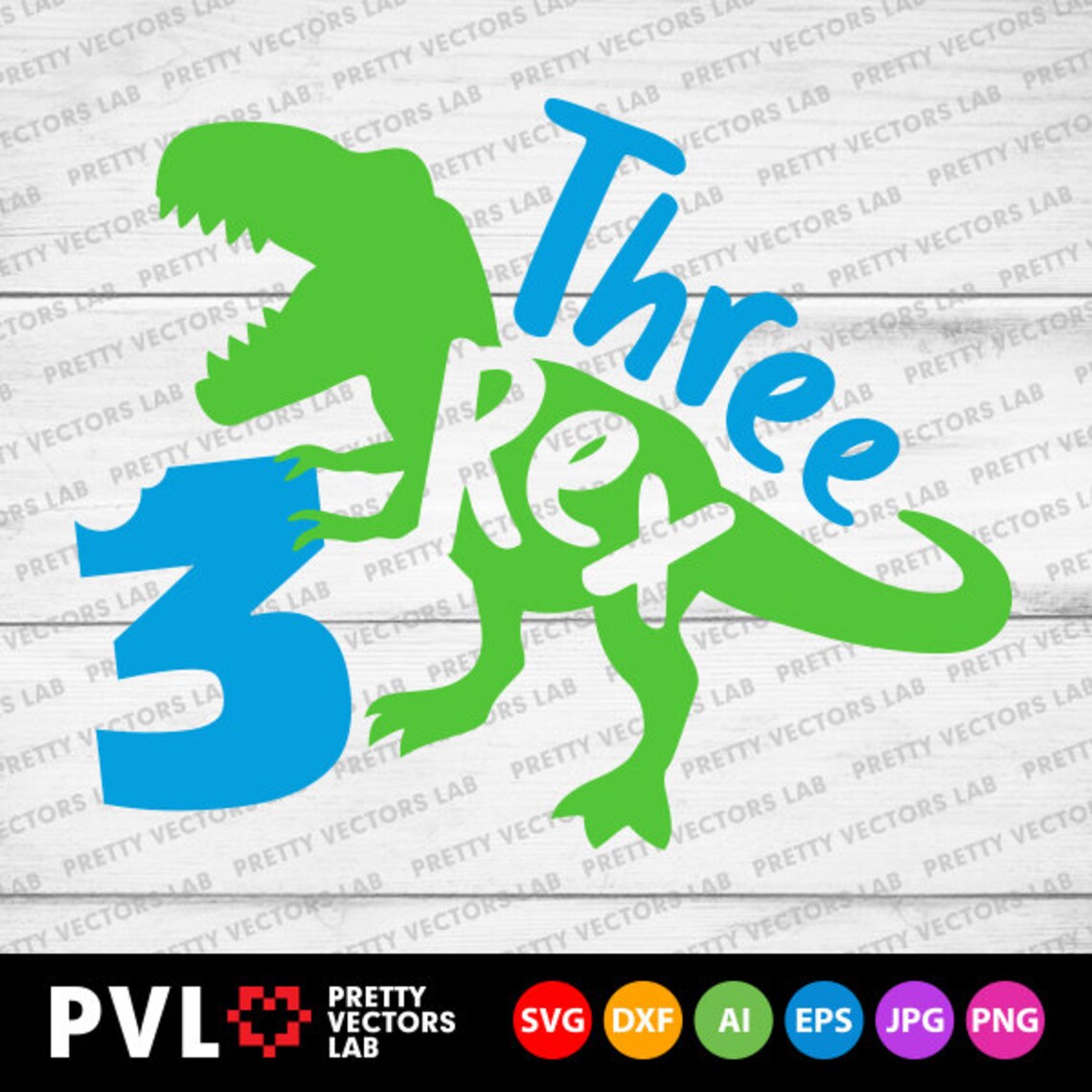 Three Rex Svg 3rd Birthday Svg Dinosaur Birthday Svg Dxf | Etsy
