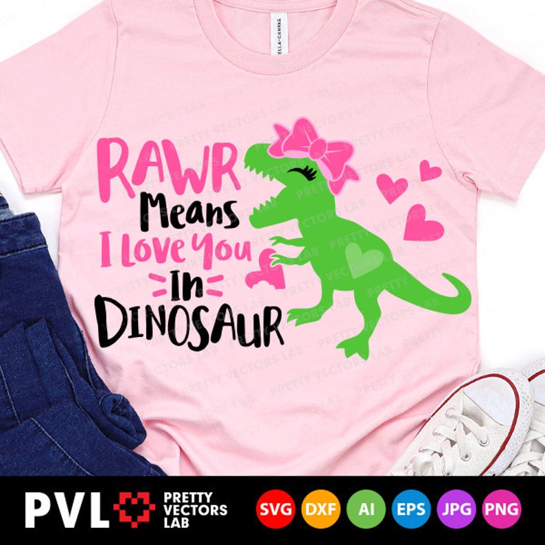 Girl Valentines Day Svg Rawr Means I Love You in Dinosaur - Etsy