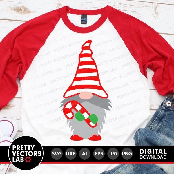 Christmas Gnome Svg, Christmas Svg, Gnome With Candy Cane Svg, Dxf, Eps ...