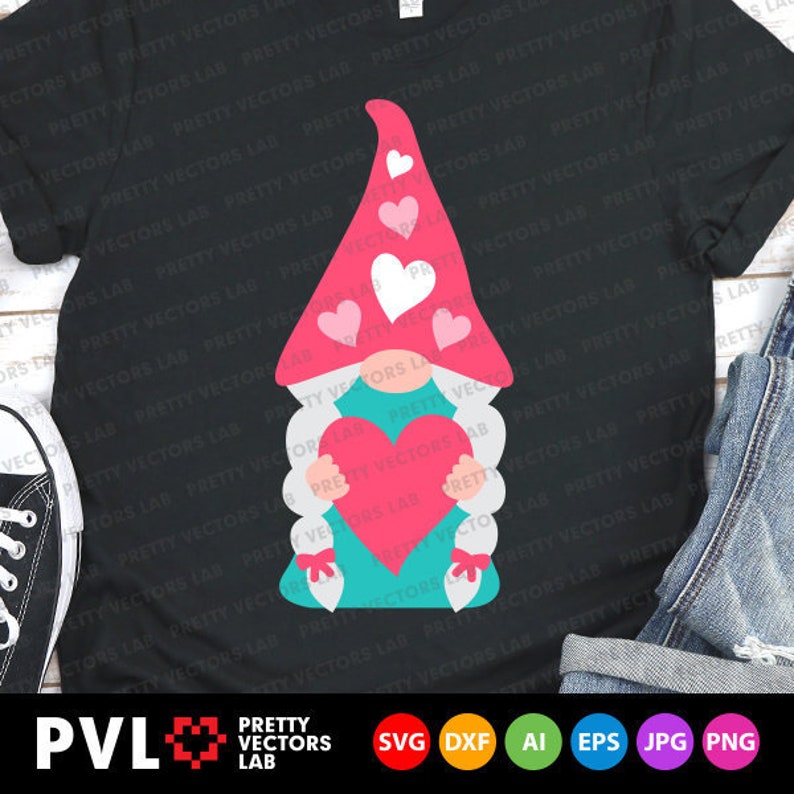 Gnome Girl With Heart Svg Valentines Day Cut Files Cute Etsy