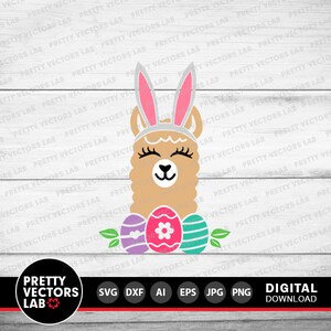 Easter Llama Svg, Llama Face Svg, Llama With Bunny Ears Svg Dxf Eps Png ...