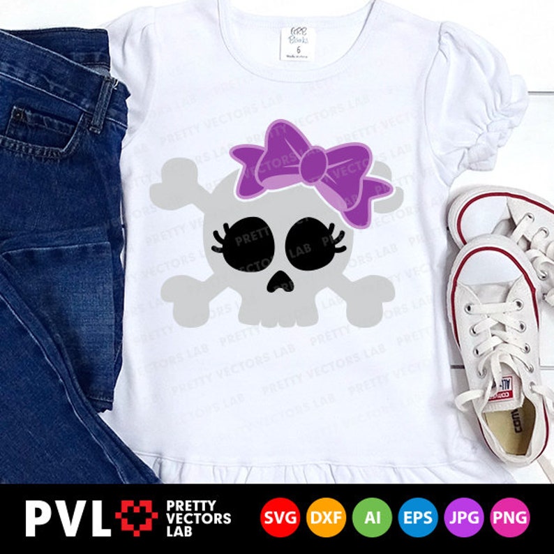 Skull Svg Halloween Svg Cute Skull With Bow Svg Dxf Eps Png | Etsy