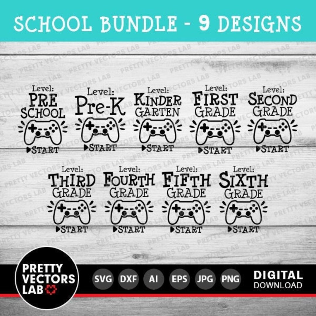 Video Game School Svg Bundle, Back to School Svg, Dxf, Eps, Png, Kids ...