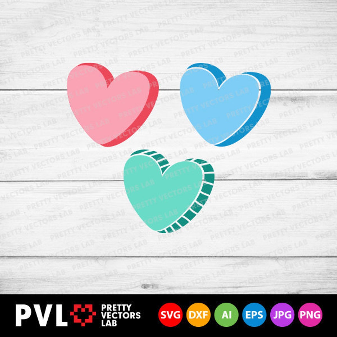 Candy Hearts Svg Valentine's Day Svg Hearts Bundle Svg | Etsy